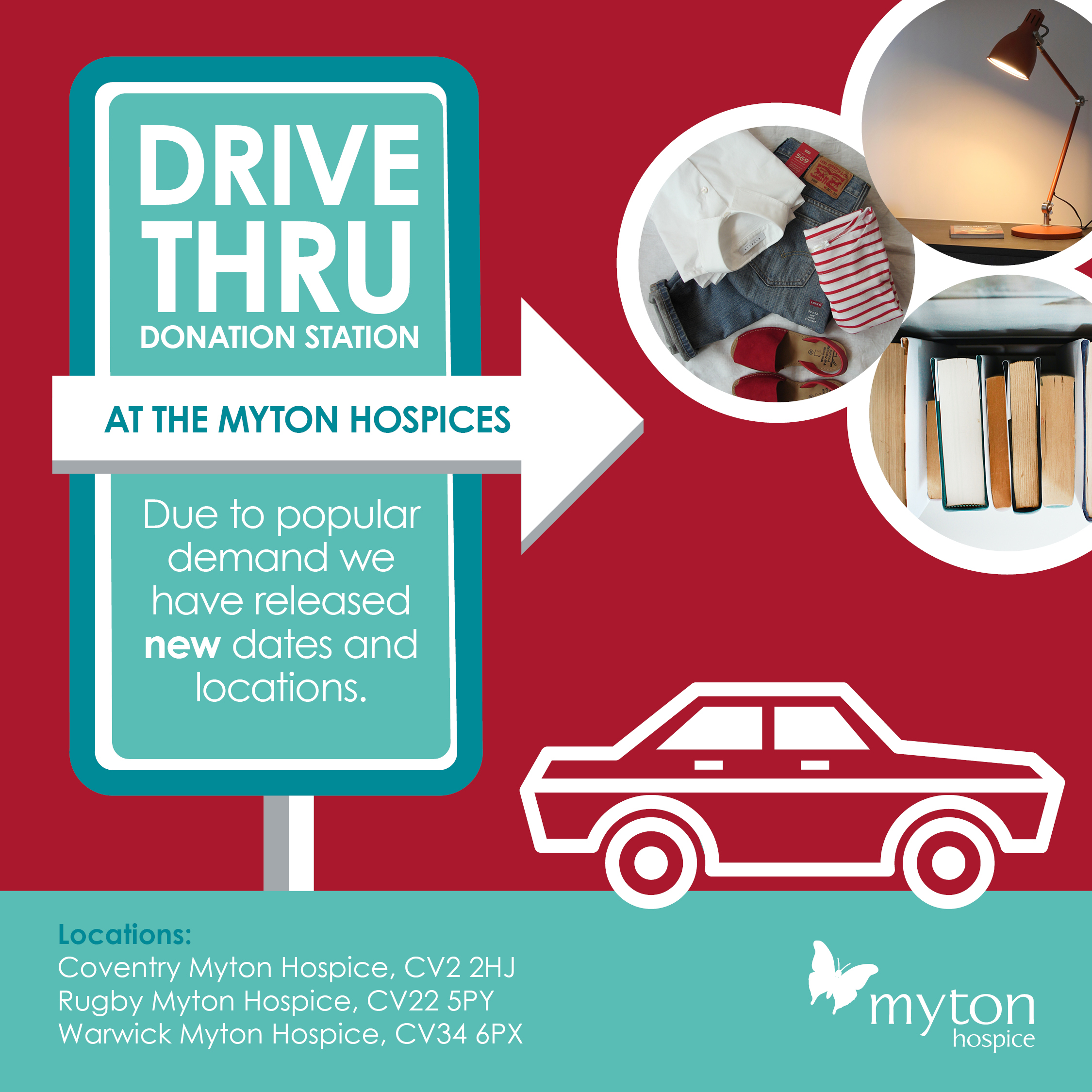The Myton Hospices - Book your Donation Drive Thru today