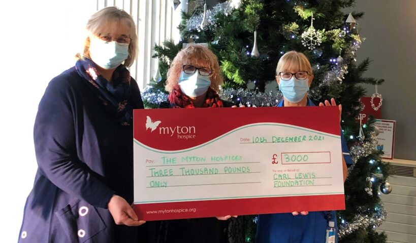 The Myton Hospices - News - The Carl Lewis Foundation donates £3,000!